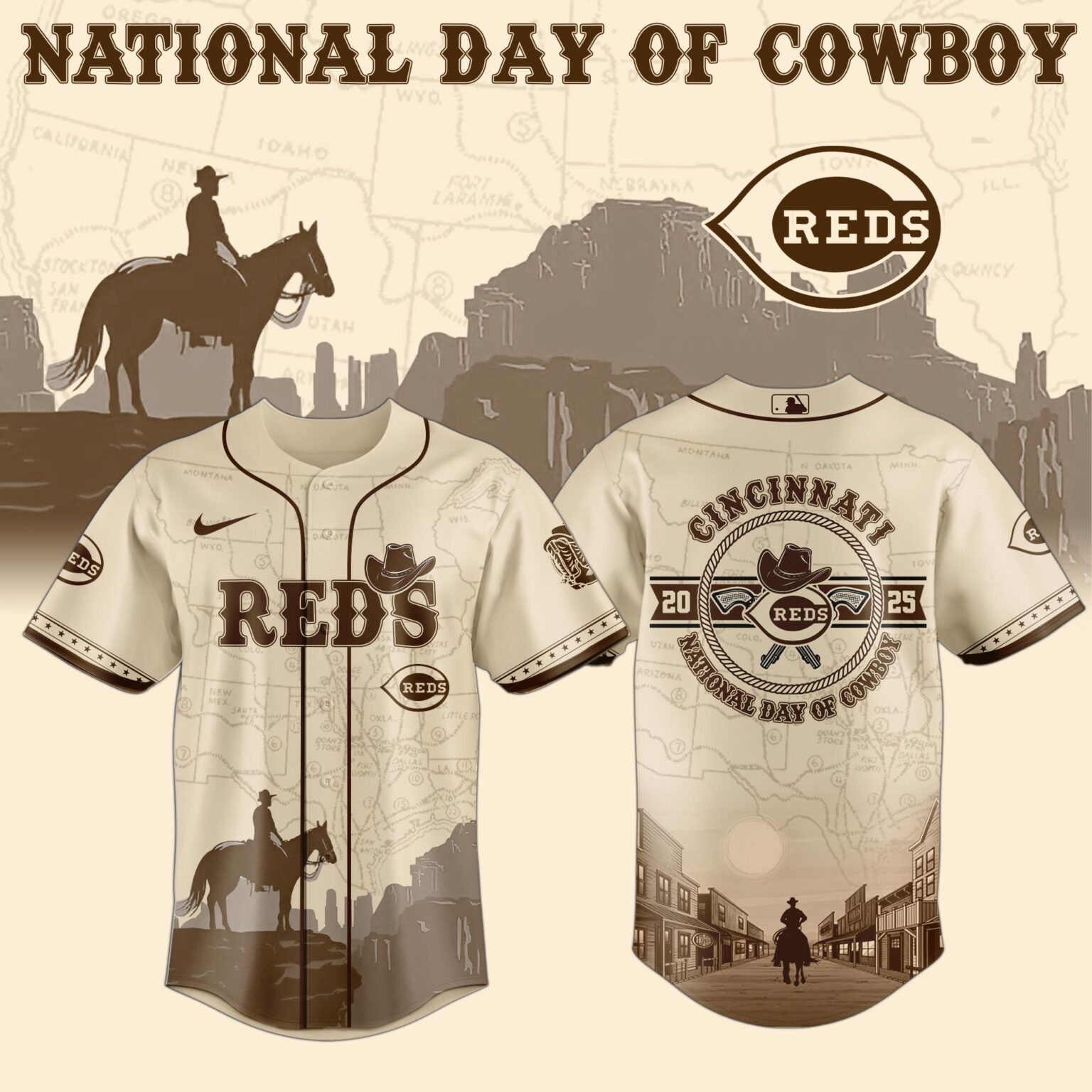 Cincinnati Reds MLB x National Day Of Cowboy Special Edition Jersey ...